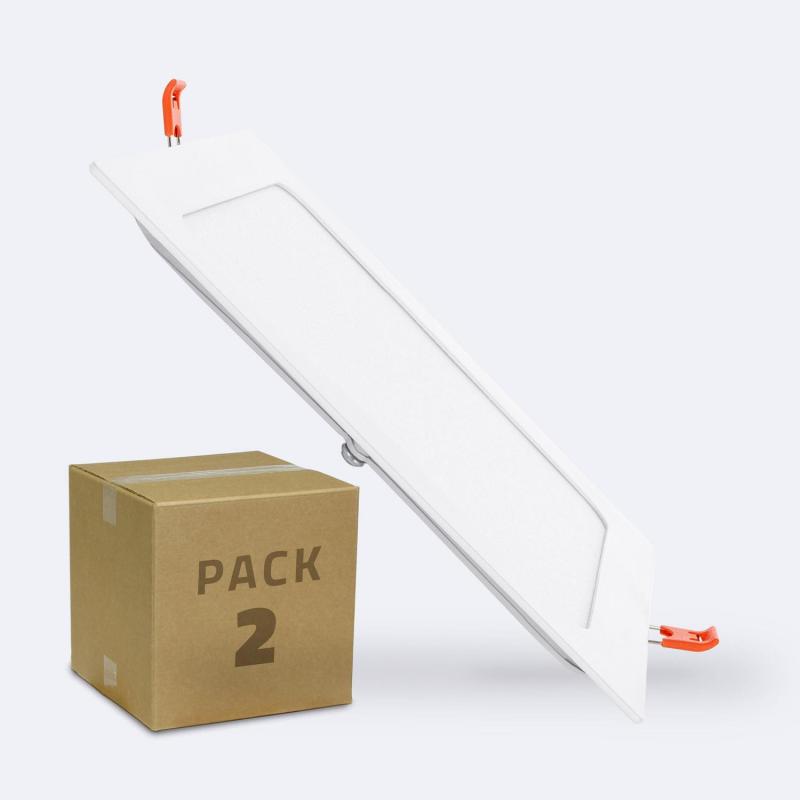 Pack of 2 Square SuperSlim 15W LED Downlights 175x175mm Cut Out - Ledkia