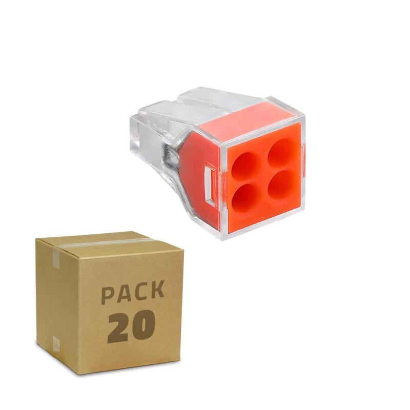 Pack 20 Quick Connectors 4 Inlet 0.75-2.5 mm² - Ledkia