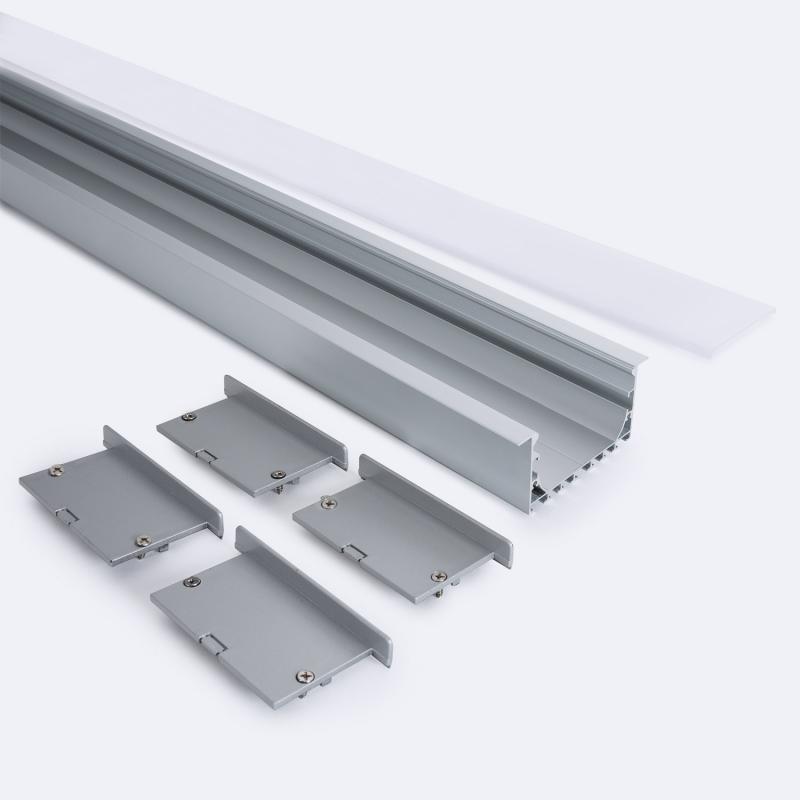 Inbouw Profiel Aluminium 2m met doorlopende cover voor LED Strips tot ...