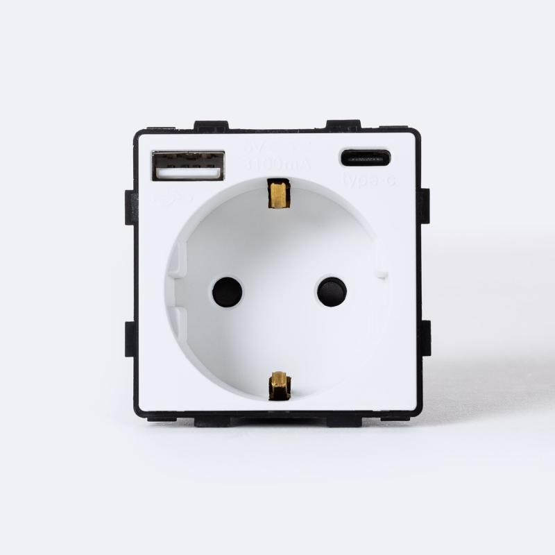 Contactdoos USB Schuko model F Modern - Ledkia
