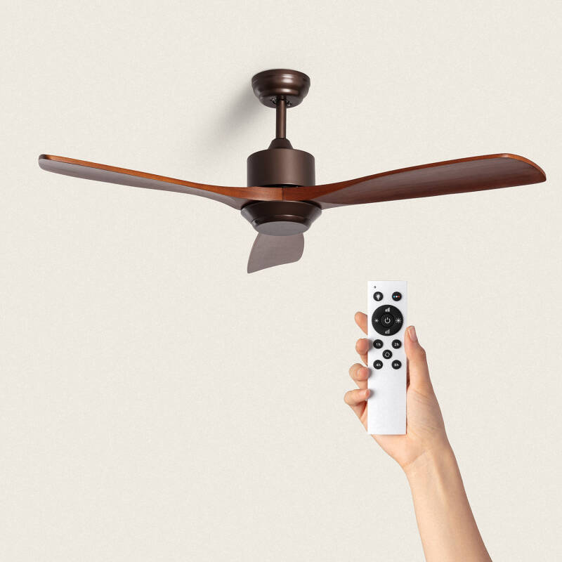 Forest Silent Ceiling Fan with DC Motor in Brown 132cm - Ledkia