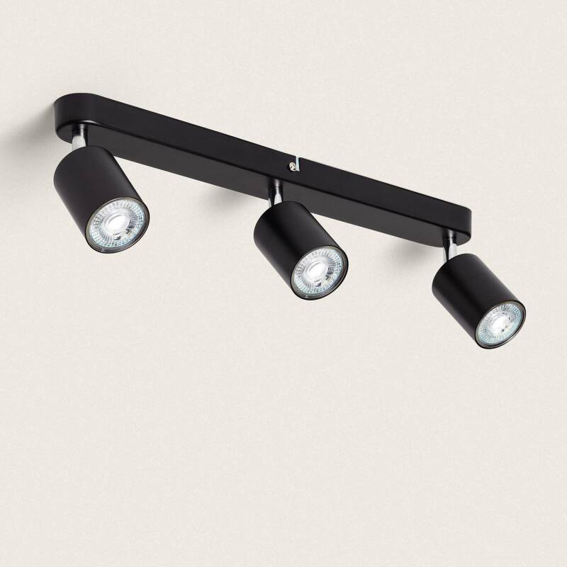 Albus Black Large 3 Spotlight Metal Directional Ceiling Lamp - Ledkia