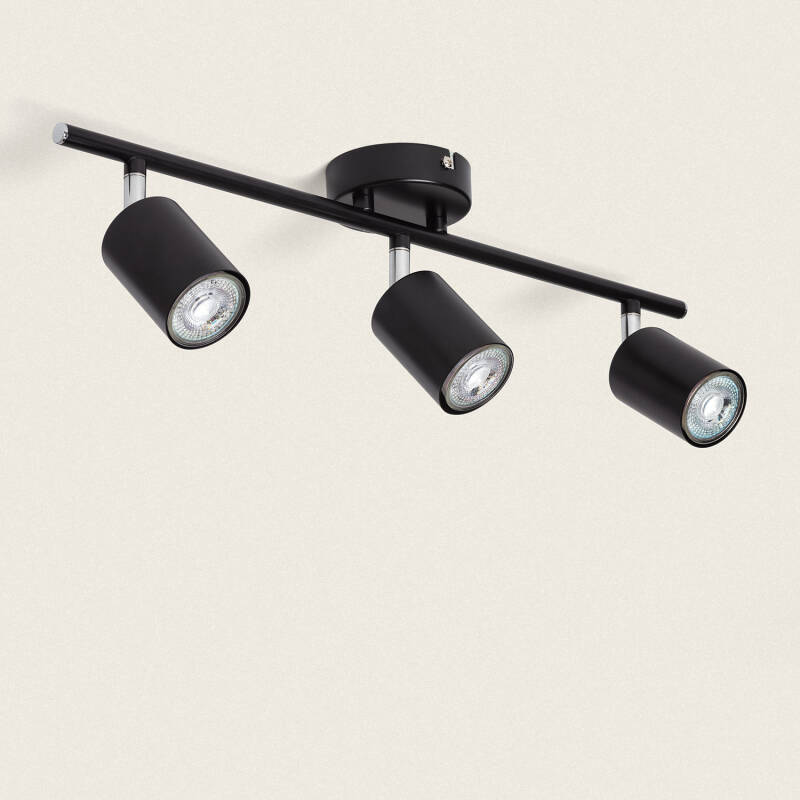 Albus Black 3 Spotlight Metal Directional Ceiling Lamp - Ledkia