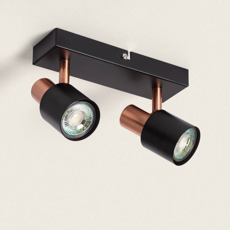 Albus Black Rose Large 2 Spotlight Metal Directional Ceiling Lamp - Ledkia