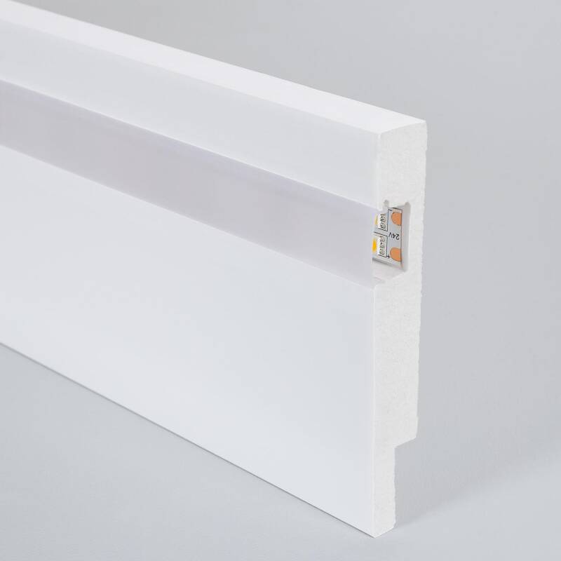 Modern Skirting Board with Continuous Cover for LED Strip - Ledkia