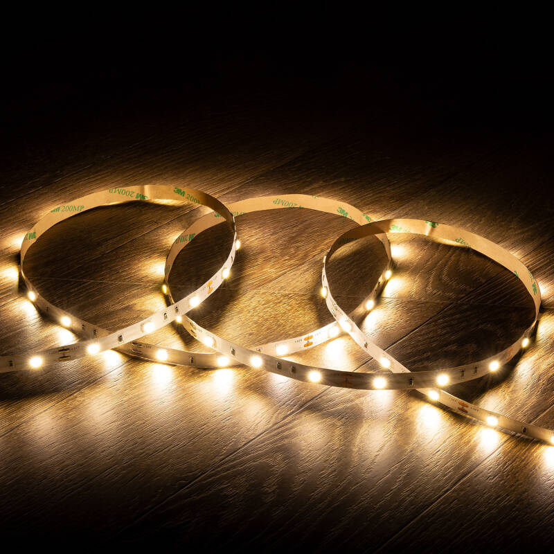 5m 12V LED Strip SMD 30LED/m 7W/m 630lm/m 10mm Wide Cut at Every 10cm ...