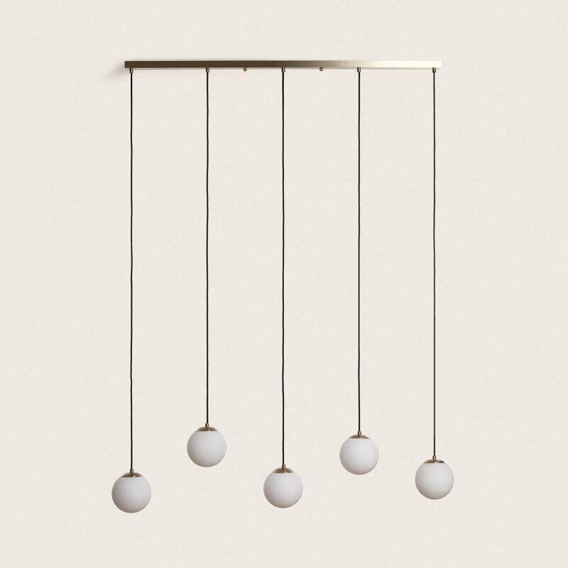Moonlight Brass 5 Spotlight Metal & Glass Pendant Lamp - Ledkia