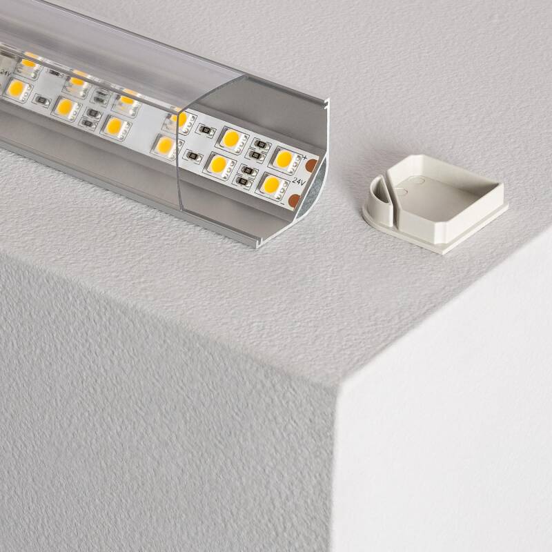 Profilo in Alluminio Angolo Triangolare 2m per Striscia LED fino a 20mm - Ledkia