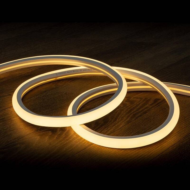 220V LED Neon Strip Dimmable in Warm White Semicircular 180º 7.5W/m Cut ...