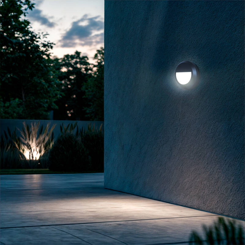 Edulis Round Outdoor LED Wall Light in Anthracite - Ledkia