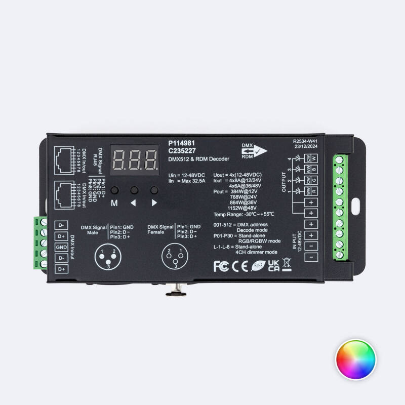 DMX512 RDM Decoder for RGB/RGBW High Power Strips - Ledkia