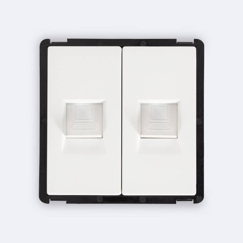 RJ45 Cat 6 Double Internet Module Modern Socket - Ledkia