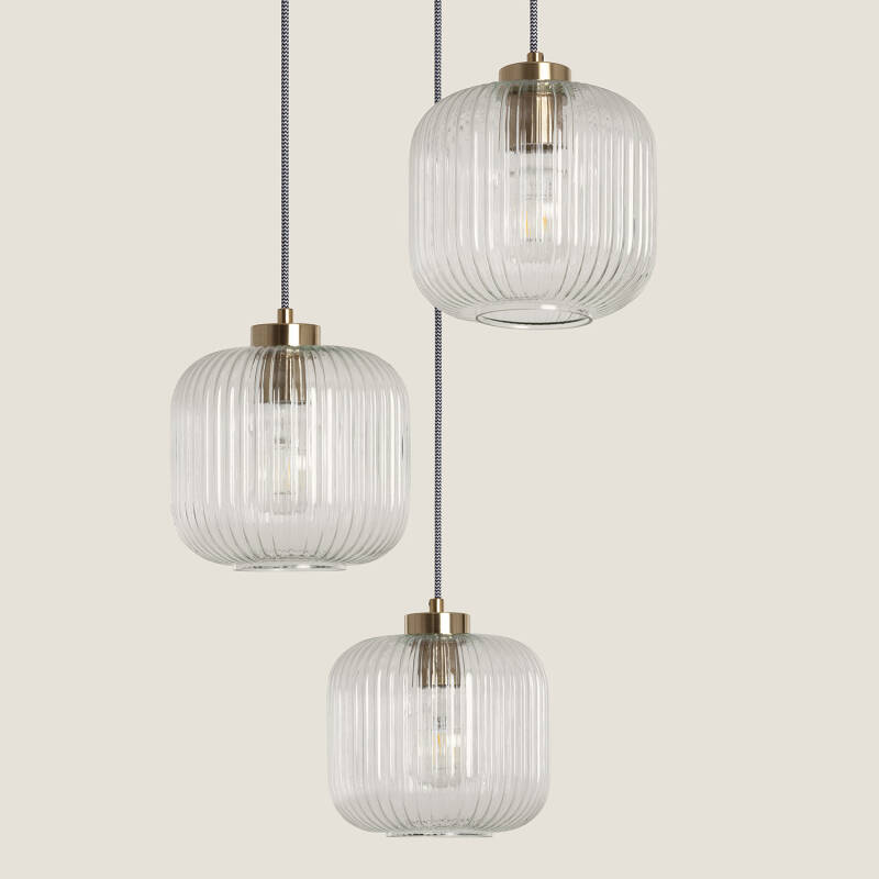 Wilde Tri Glass Pendant Lamp - Ledkia