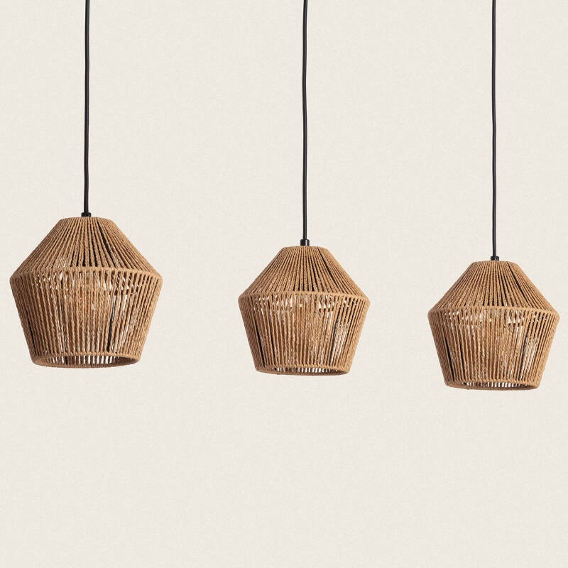 Kirito Braided Paper Three Spotlight Pendant Lamp - Ledkia
