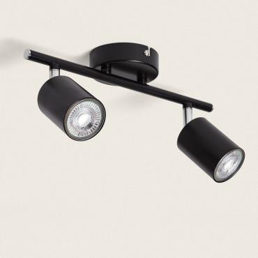 Albus Black 2 Spotlight Metal Directional Ceiling Lamp - Ledkia