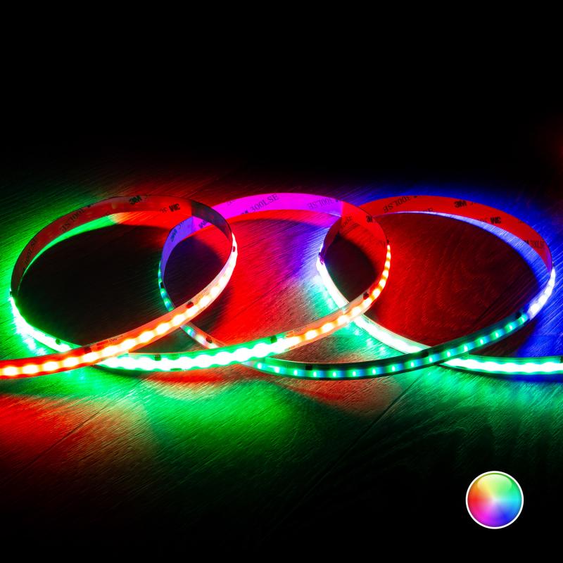 Led Strip Digital SPI 24V RGBIC COB 360 LED/m 5m Breedte 10mm te ...