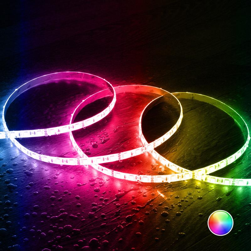 5m 12V LED Strip SMD in RGB 60LED/m 9W/m 10mm Wide Cut at Every 5cm ...