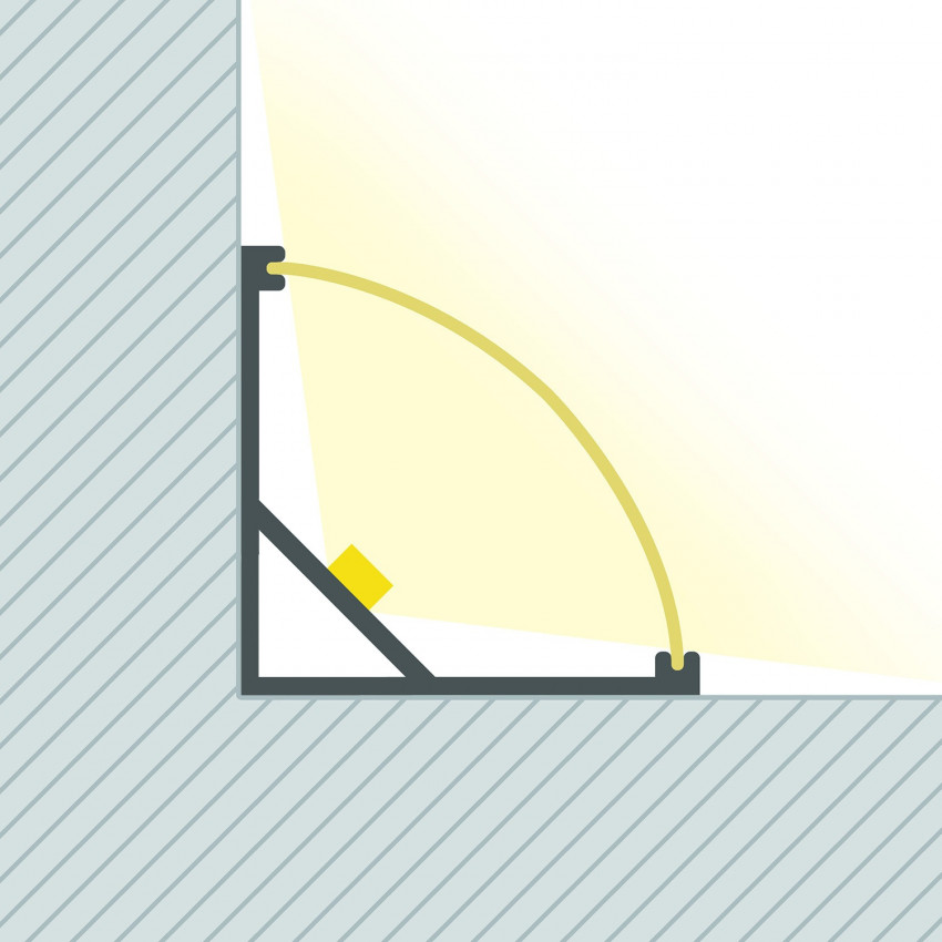 Aluminium 90° Hoekprofiel met Ronde Afdekking 1m voor LED Strip tot 10 ...