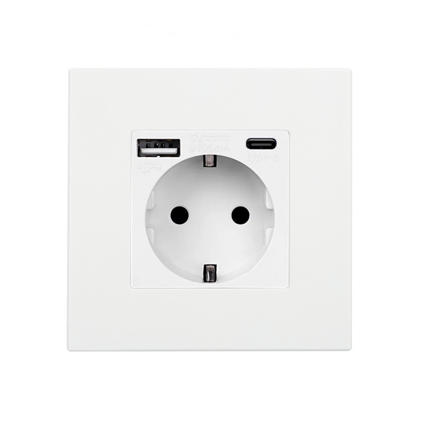 Schuko Contactdoos met USB Type F met Frame PC Modern - Ledkia