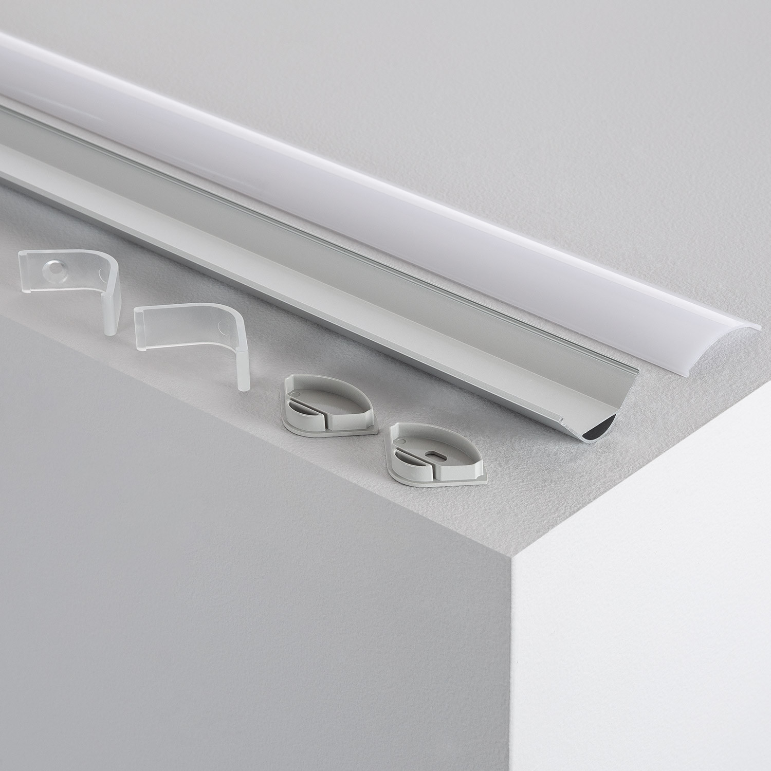 Aluminium Hoekprofiel met Doorlopende Cover voor LED Strips tot 20 mm ...