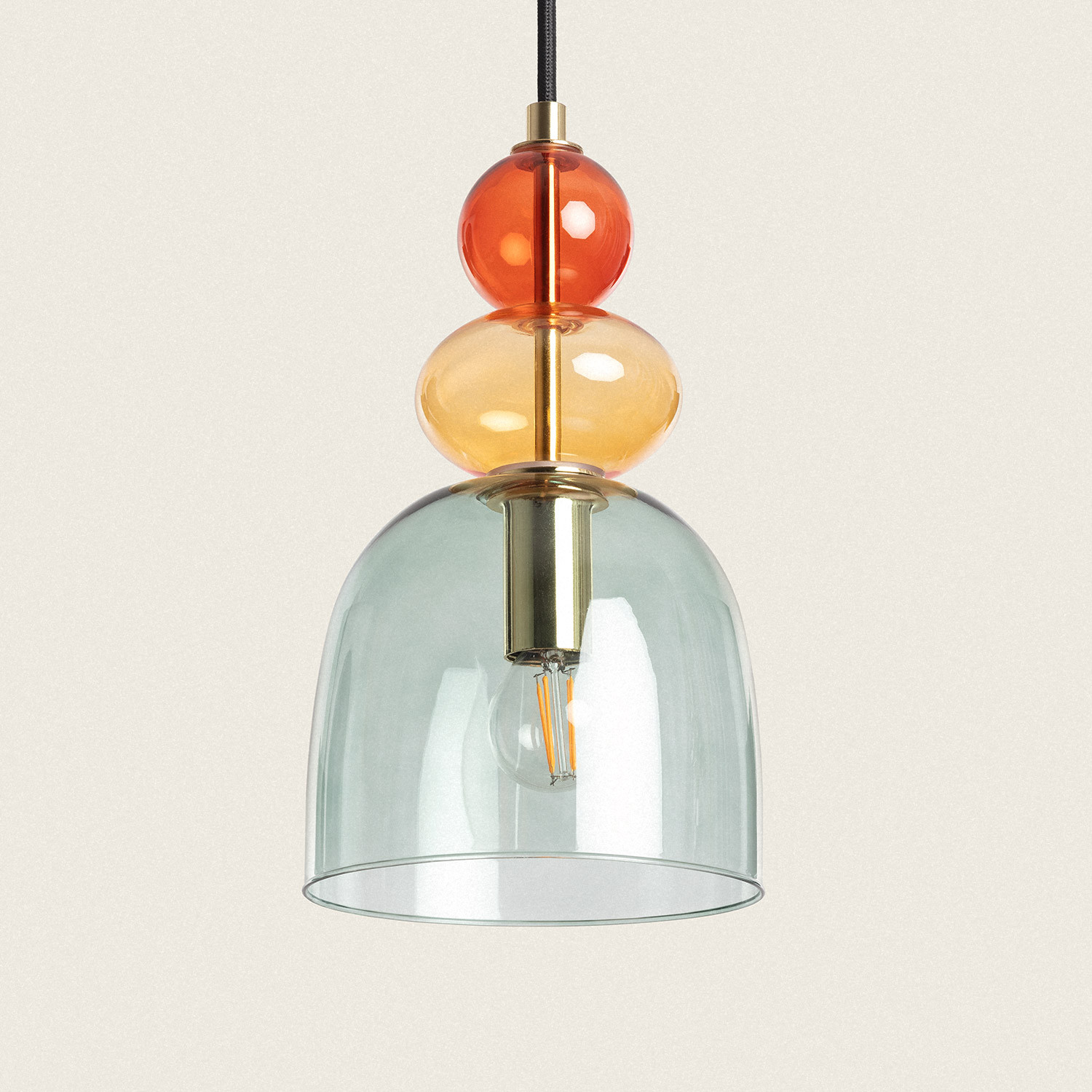 Hanglamp Metaal en Glas Baudelaire - Ledkia